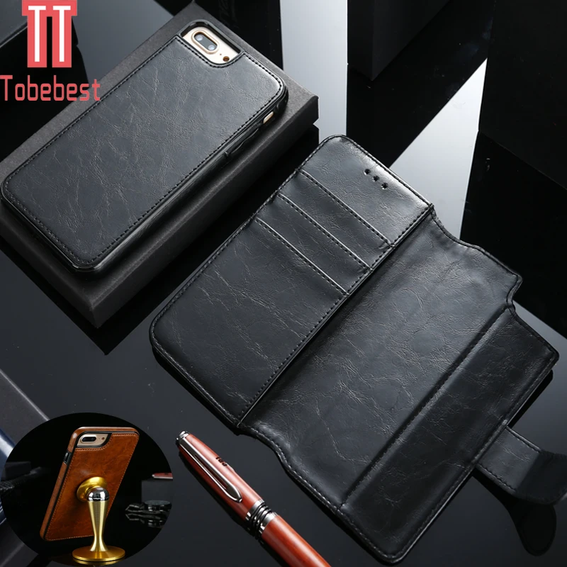 TobeBest Magnet Flip Wallet Case For iphone 7/8 Luxury Retro Leather ...