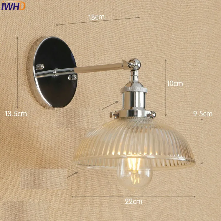 Retro Loft Industrial Wall Lights For Home Indoor Lighting Silver Glass ...