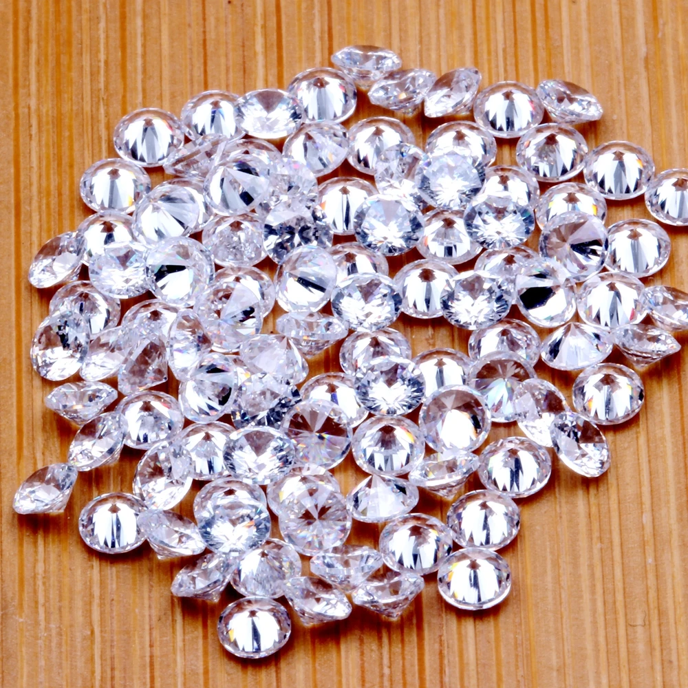 1000pcs AAAAA Grade White 0.8~4.0mm Cubic Zirconia Stone Round Cut ...