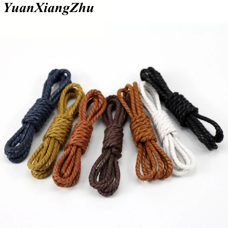 1Pair-Casual-Leather-Shoelaces-Waxed-Round-shoe-laces-Shoestring-Martin ...