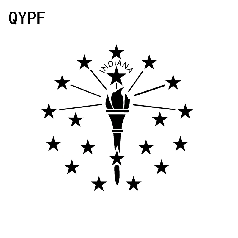 QYPF 17CM*16.1CM Indiana State Flag IN Permanent Fashion Vinyl Retro ...