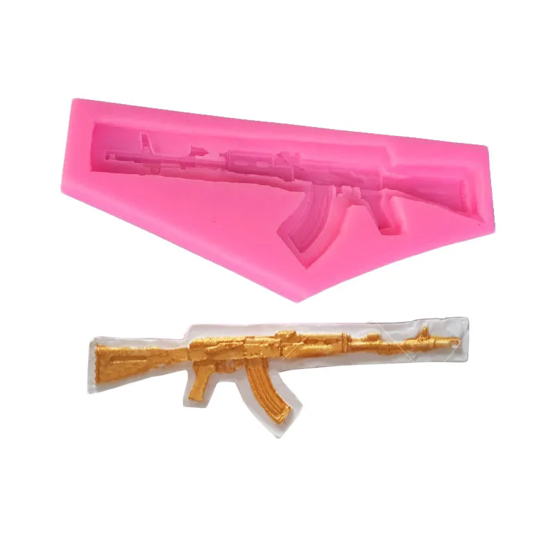 Rifle Gun Shape Model Fondant Molds Liquid Silicone Soap Clay Mold DIY ...