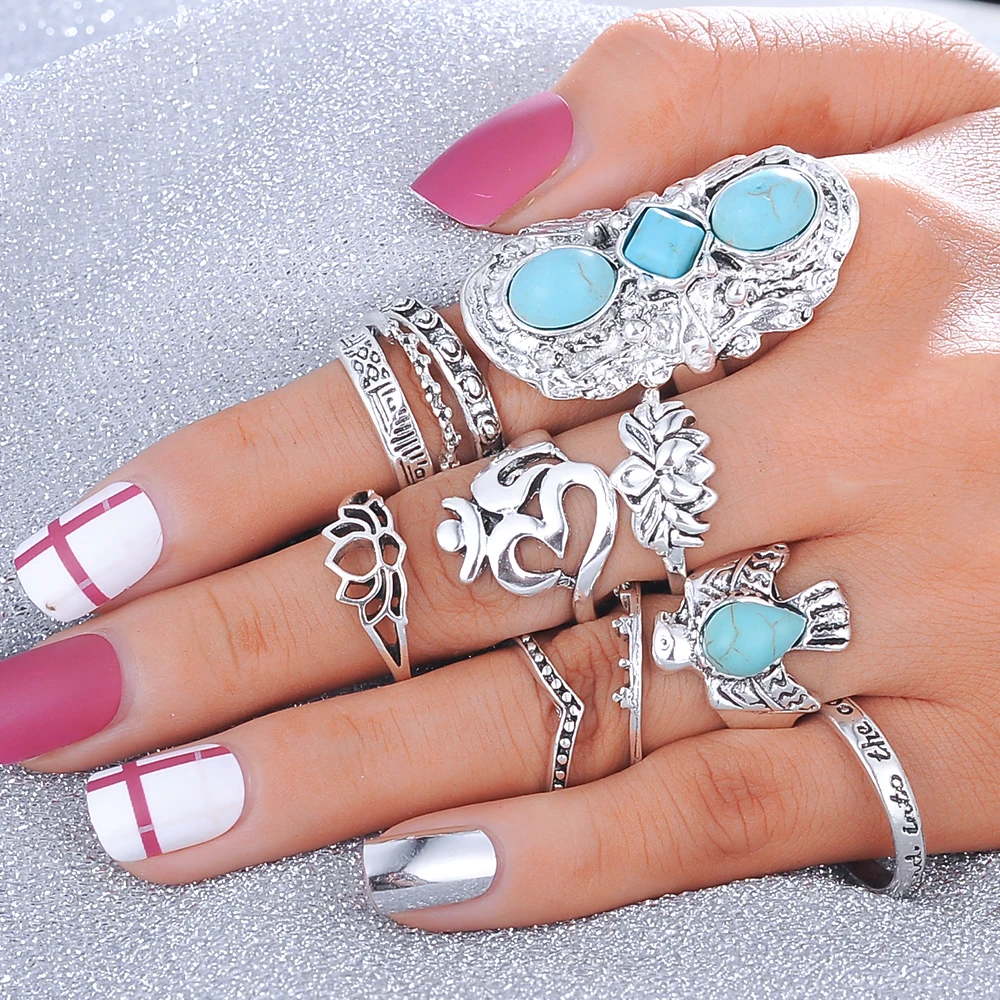 Beagloer t Antique Artificial Stone Wedding Rings For Women Steampunk ...