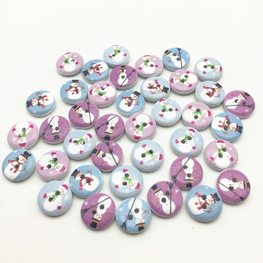 1000pcs-15mm-Christmas-Wooden-Snowman-Buttons-2-Holes-Round-Sewing ...