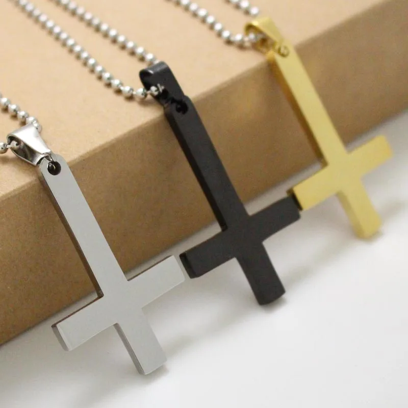 Stainless Steel Satan Inverted Cross Pendant Necklace Devil Lucifer ...