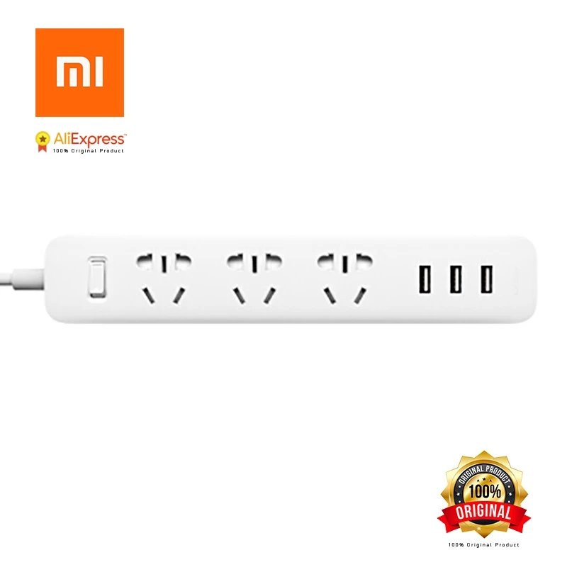 Xiaomi Original MI Socket 3USB Interface 3 Holes 2A Fast Plug Strip ...