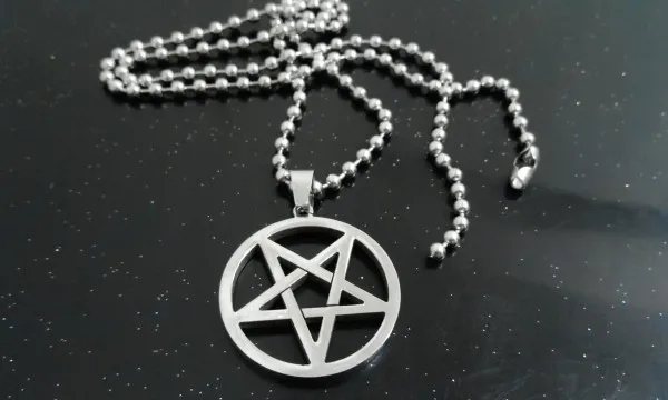 Stainless Steel Pentagram Satanic Symbol Satan Worship Pendant Necklace ...