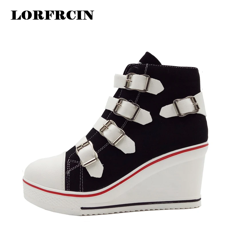 Size35 41 여성 트레이너 통기성 캔버스 신발 여성 흰색 플랫폼 신발 숙녀 캐주얼 웨지 신발 여성 핑크 엘리베이터 신발
