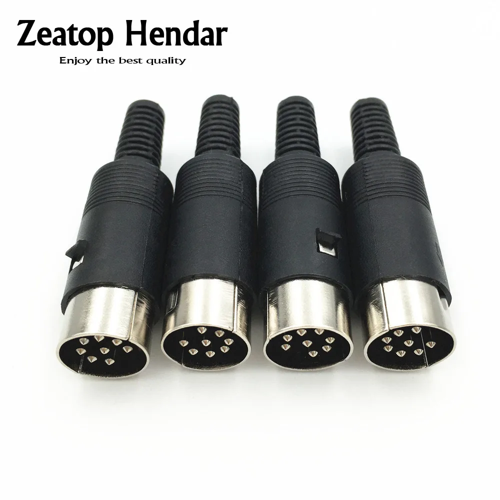 50Pcs 8 Pin DIN Male Plug Connector with Black Plastic Handle DIY ...