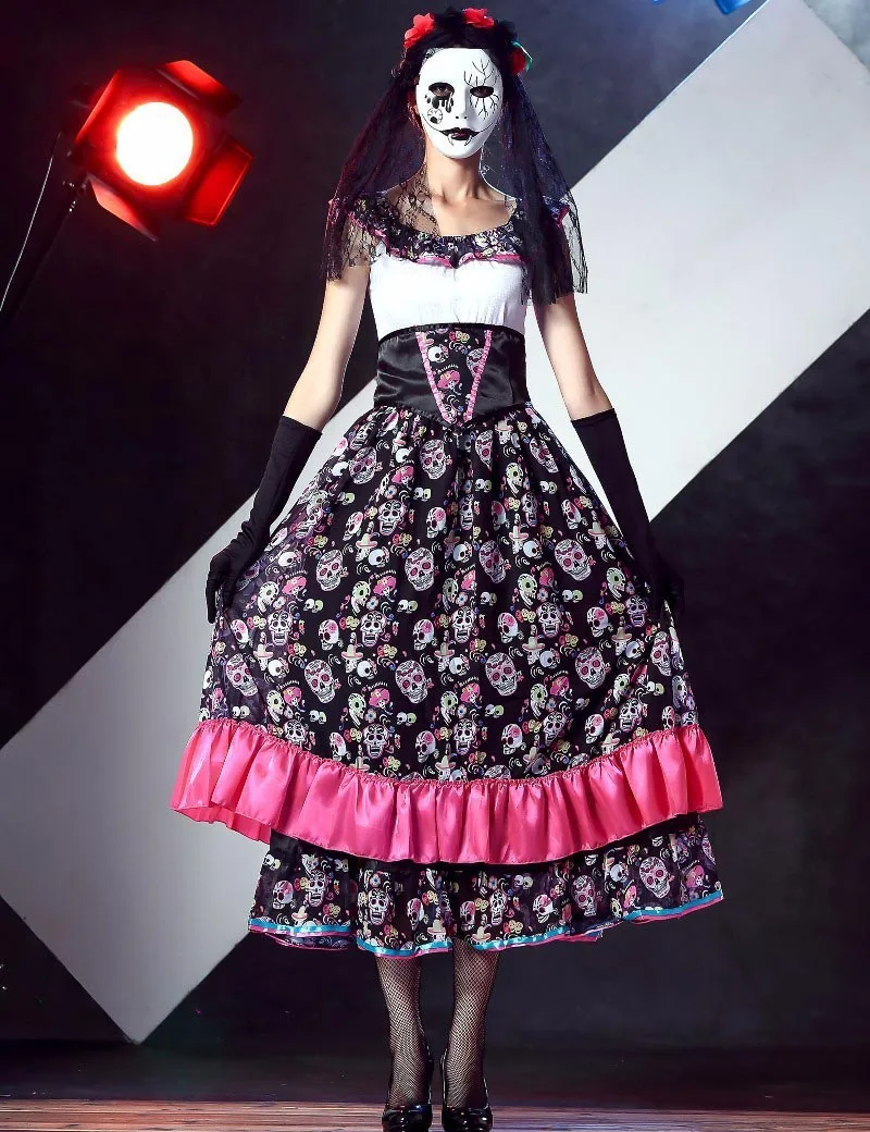 MOONIGHT Sexy Bone Printing Halloween Costumes for Women Cosplay Party ...