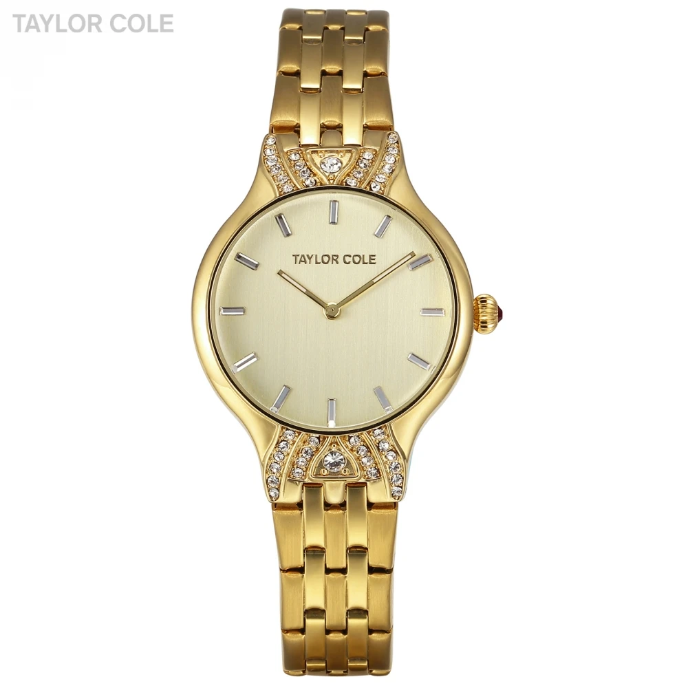 Brand New Taylor Cole Watches For Women Crystal Golden Ladies Analog ...