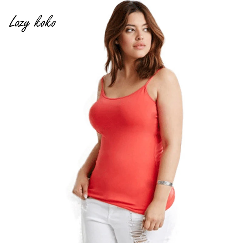 Lazy KoKo 2017 Plus Size Fashion Woman Top Solid Summer One Neck Vest ...