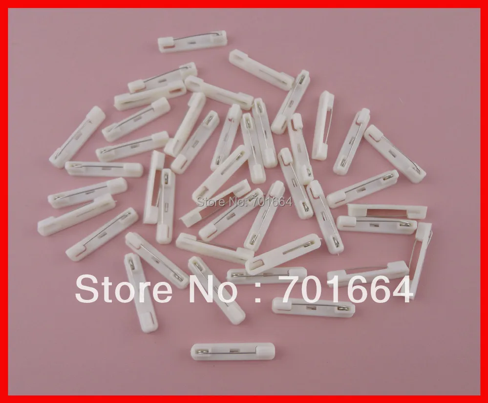 100PCS 3.6cm white plain plastic pin back suitable to brooches badges ...