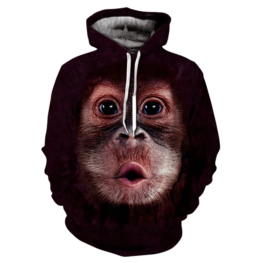 2017 years New Fashion trend Men/women Hoodies With Cap Print monkey ...