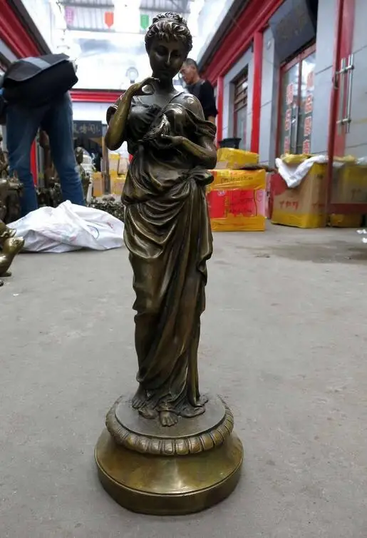 28" China Brass Copper carved woman sculpture figure Statue|statue ...