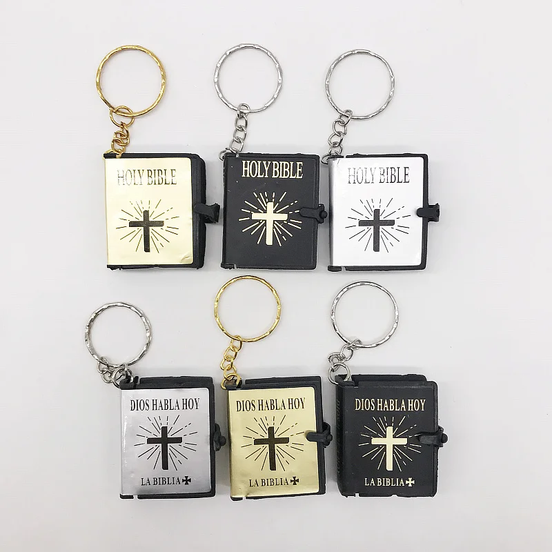 Small Bibles Key Chains for Keepsakes Black Cover Plastic Mini Key ...