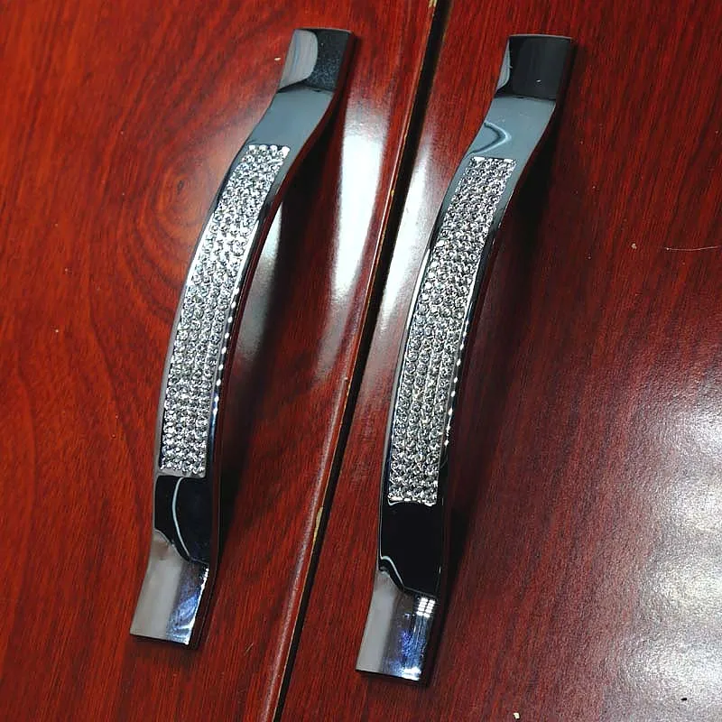 96mm luxury diamond furniture decoration handle glass crystal shiny ...