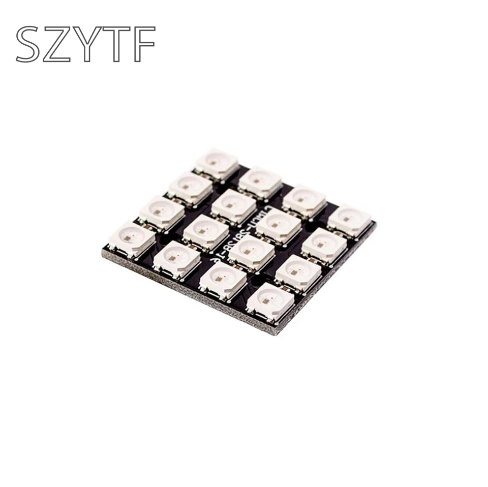 Nuevo WS2812B 4*4 Bit RGB LED Full color coche 16 poco luces Placa de ...