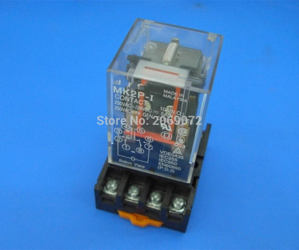 MK2P I AC 220V Relay 8 Pin 10A 250VAC With PF083A Socket Base|220v relay|relay 220v acrelay 220v ...