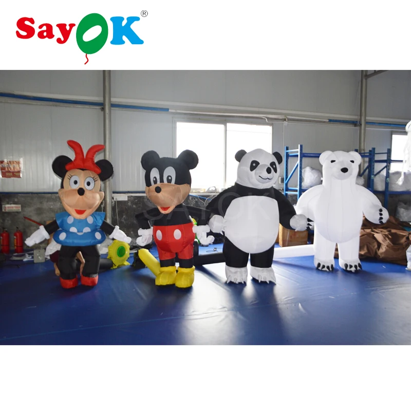 1.7m Tall Inflatable Bear/Panda Inflatable Cartoon with Air Blower for ...
