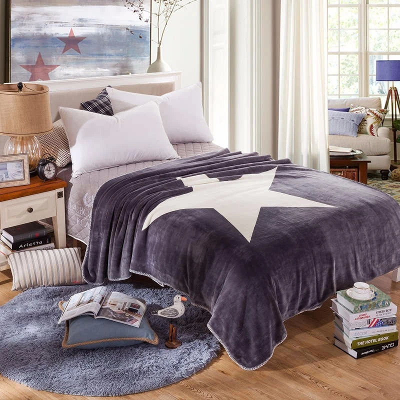 Звездное одеяло, серое и белое одеяло на кровать, диван, очень мягкие ...