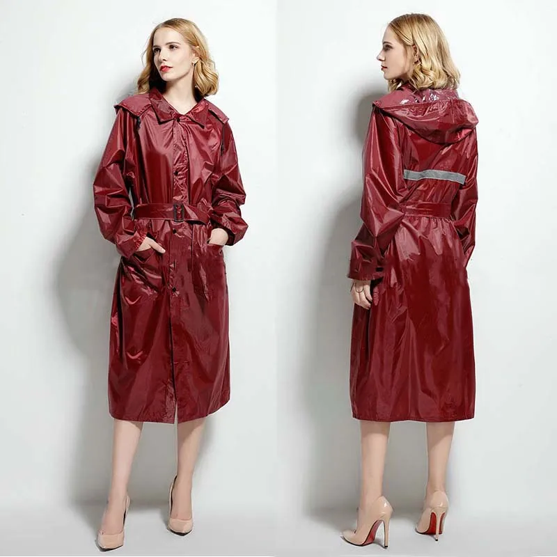 Waterproof Women Raincoat Hooded Long Rain Jacket Breathable Rain Coat