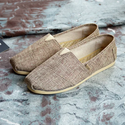 Summer Linen Shoes Men's Low-Top Canvas Shoes Breathable a Pedal Lazy ...