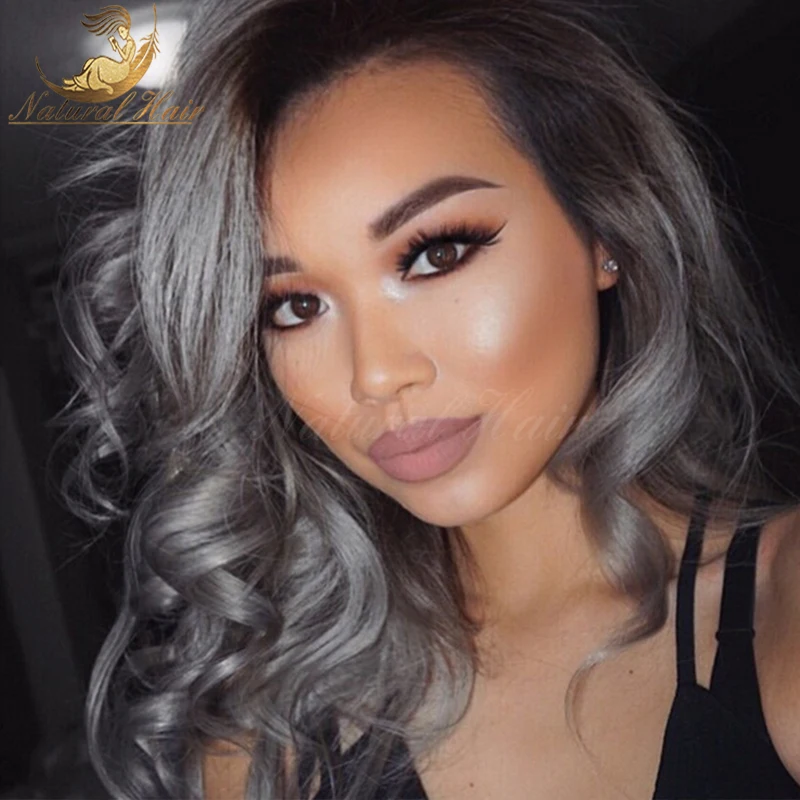 Hot Sale Silver Grey Human Hair Wigs Brazilian Full Lace Wigs Front