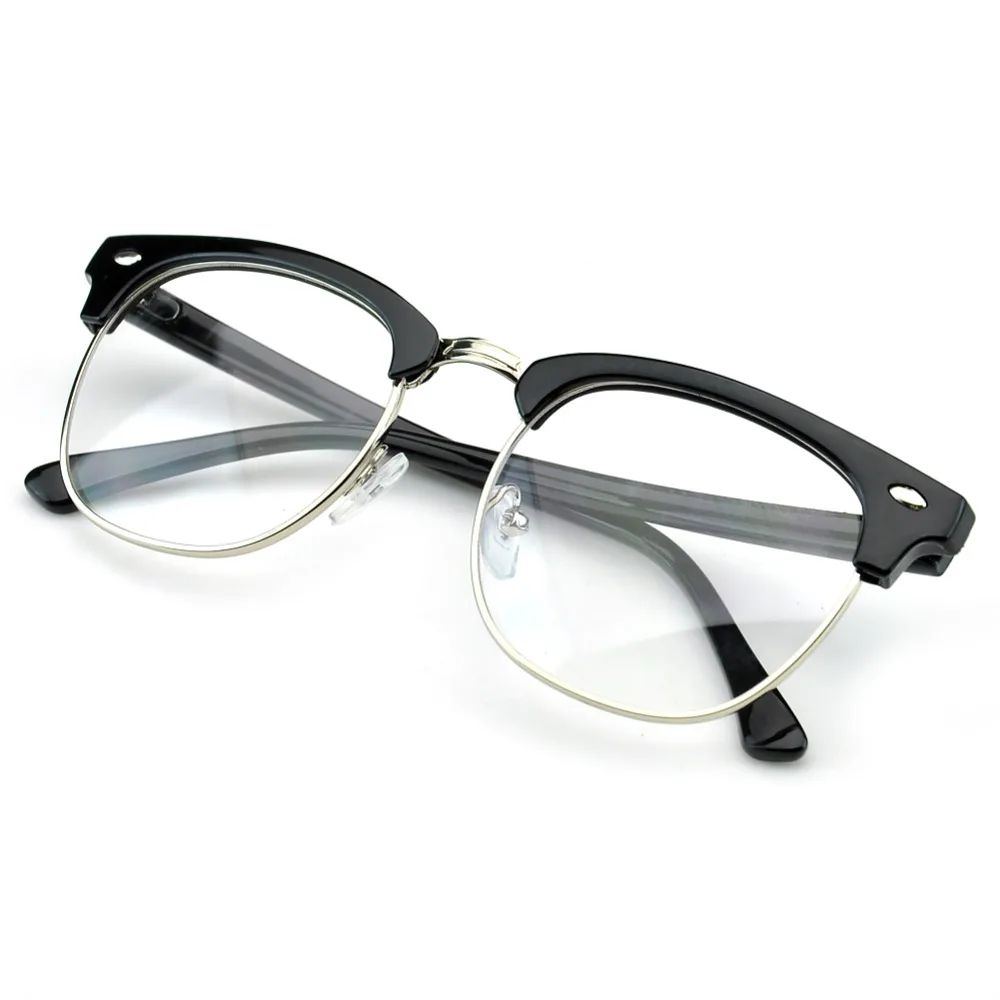 PenSee Vintage Inspired Classic Half Frame Horn Rimmed Clear Lens ...
