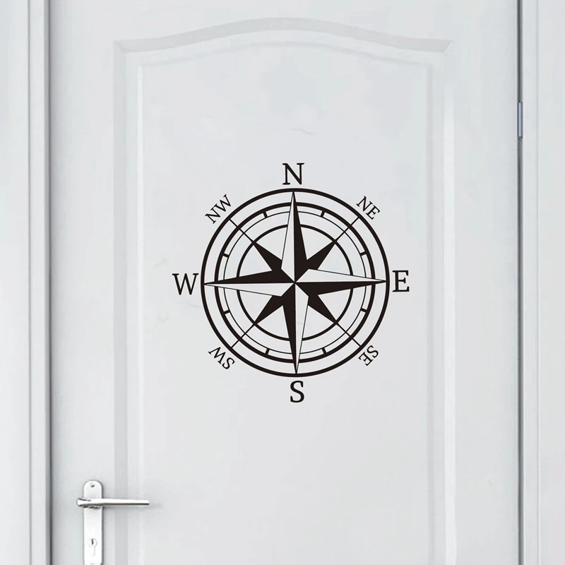 Nautical Compass Wall Decal Compass Rose Navigate Vinyl Sticker Nature Art Ship Ocean Sea Wall