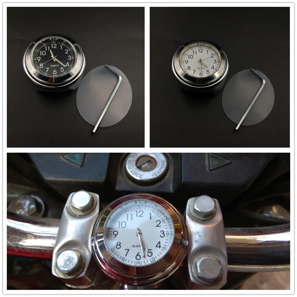 Universal 7 8 Waterproof Chrome Motorcycle Handlebar Mount Quartz