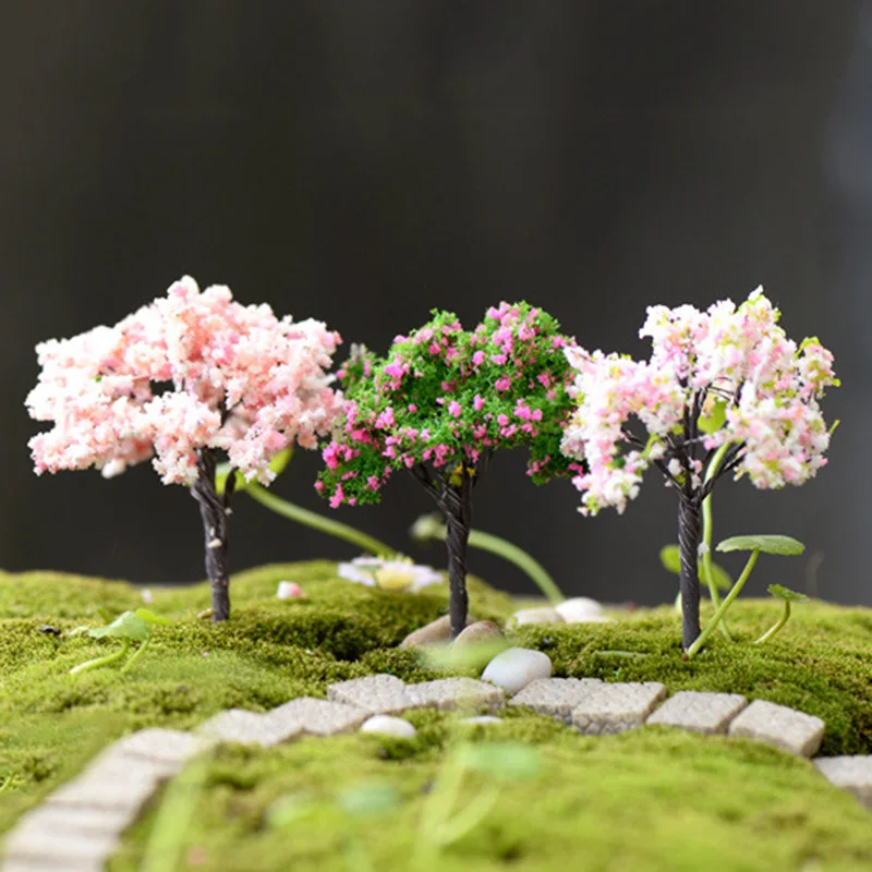 1 Pcs Garden Cute Mini Sakura Miniatures Simulation Trees Plastic ...