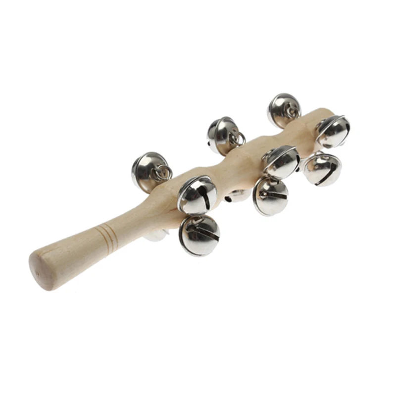 1pc Wooden Stick 13 Jingle Bells Hand Shake Bell Rattles Baby Toys for ...