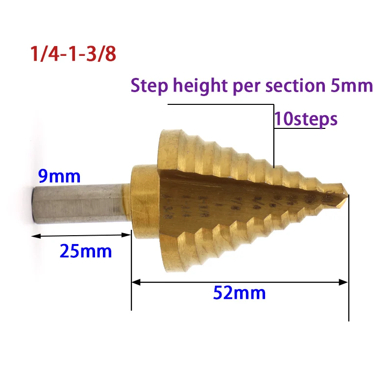 5pcs/Set Hss Titanium Coated Step Drill Bit The Pagoda Shape Hole ...