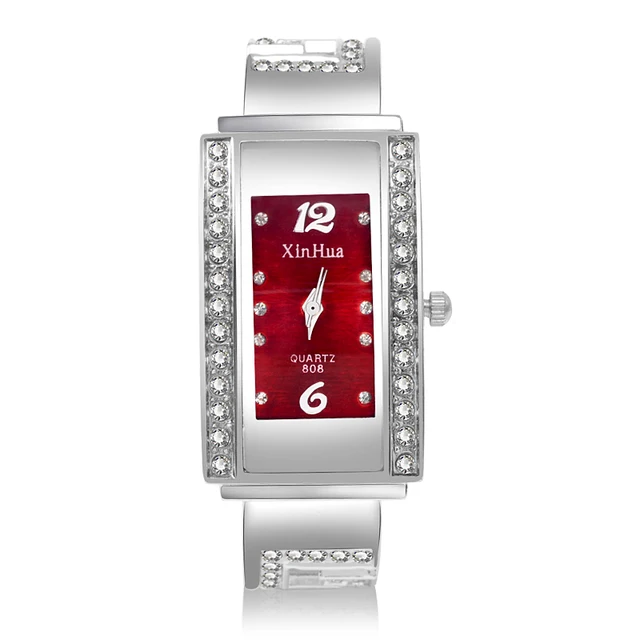 Beautiful Diamond Silver Bracelet Ladies` Rectangle Watches