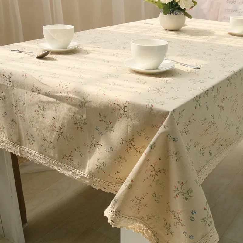 Flower Linen Table Cloth Country Style Flower Print Multifunctional ...