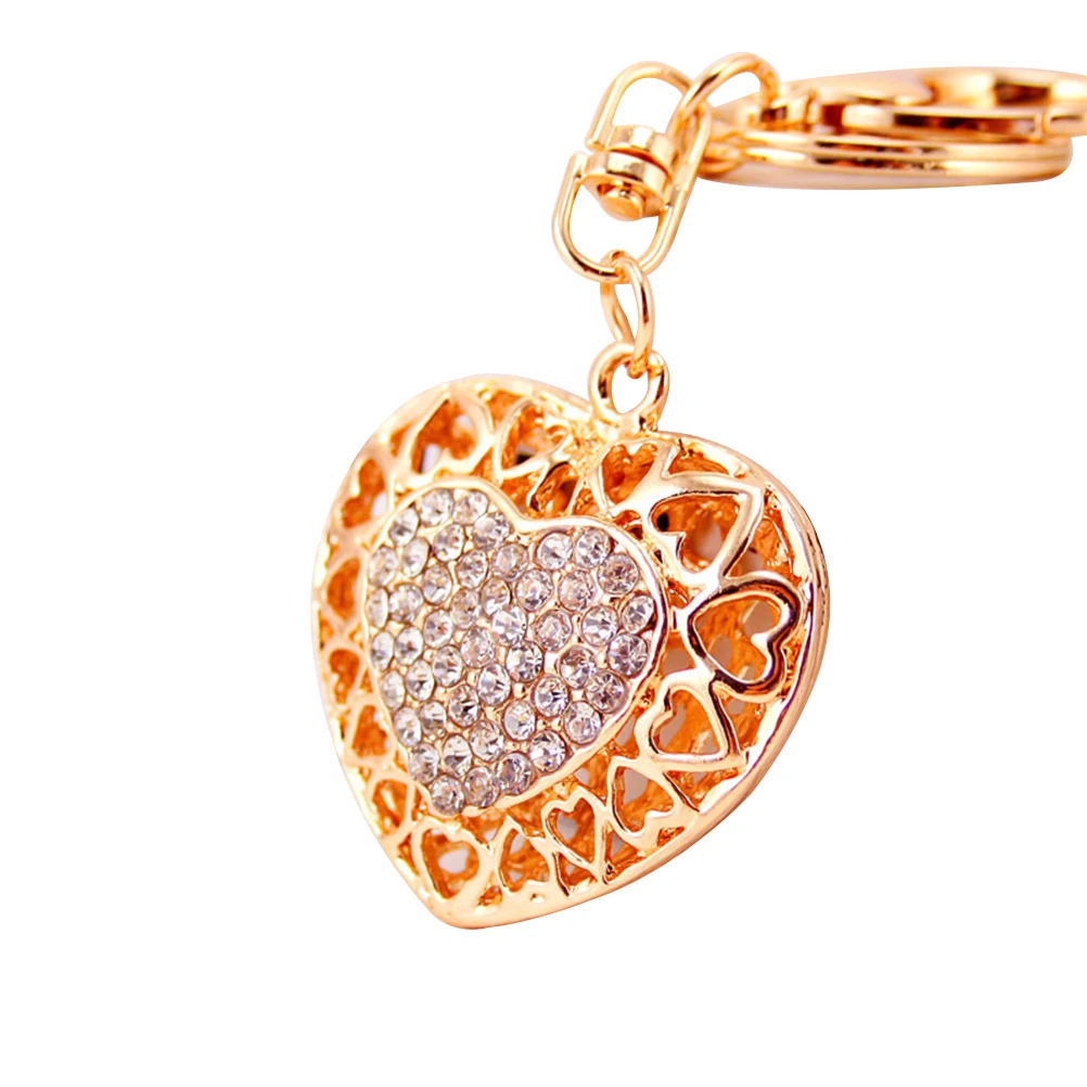 Fancy Rhinestone Romantic Heart Design Key Chain Fun Novelty Keyring ...