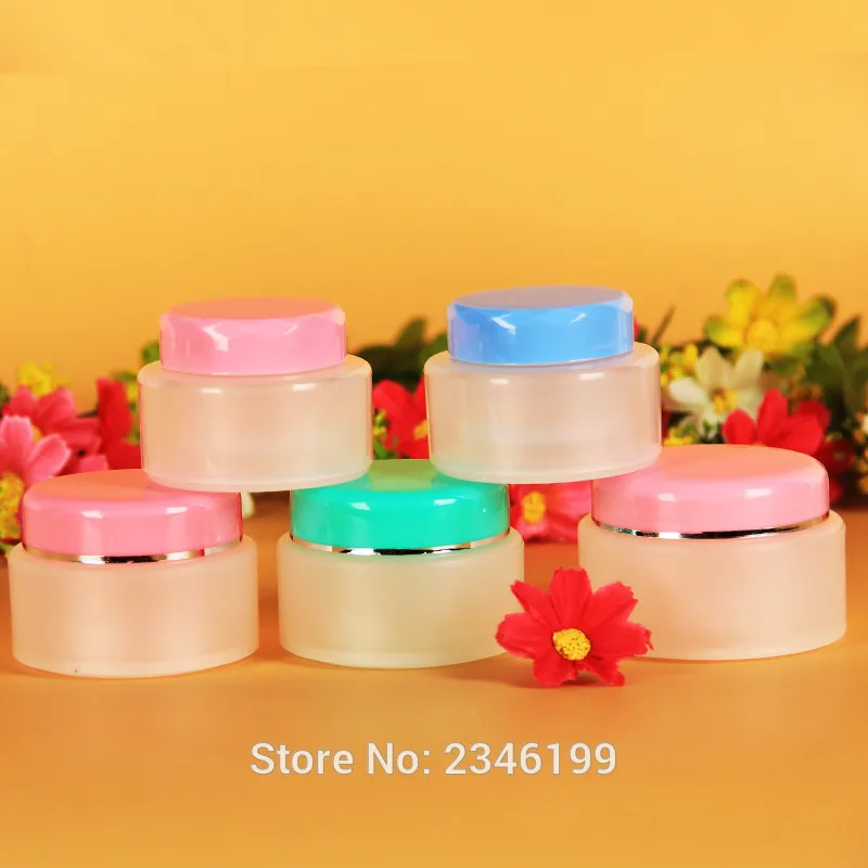50pcs/lot Empty Plastic Cosmetic Cream Contianer White Jar, DIY Lotion ...
