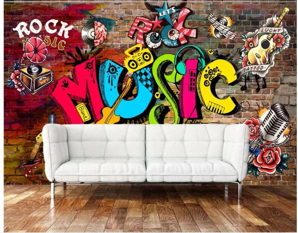 3d wallpaper custom photo mural Vintage nostalgic wall painted graffiti ...