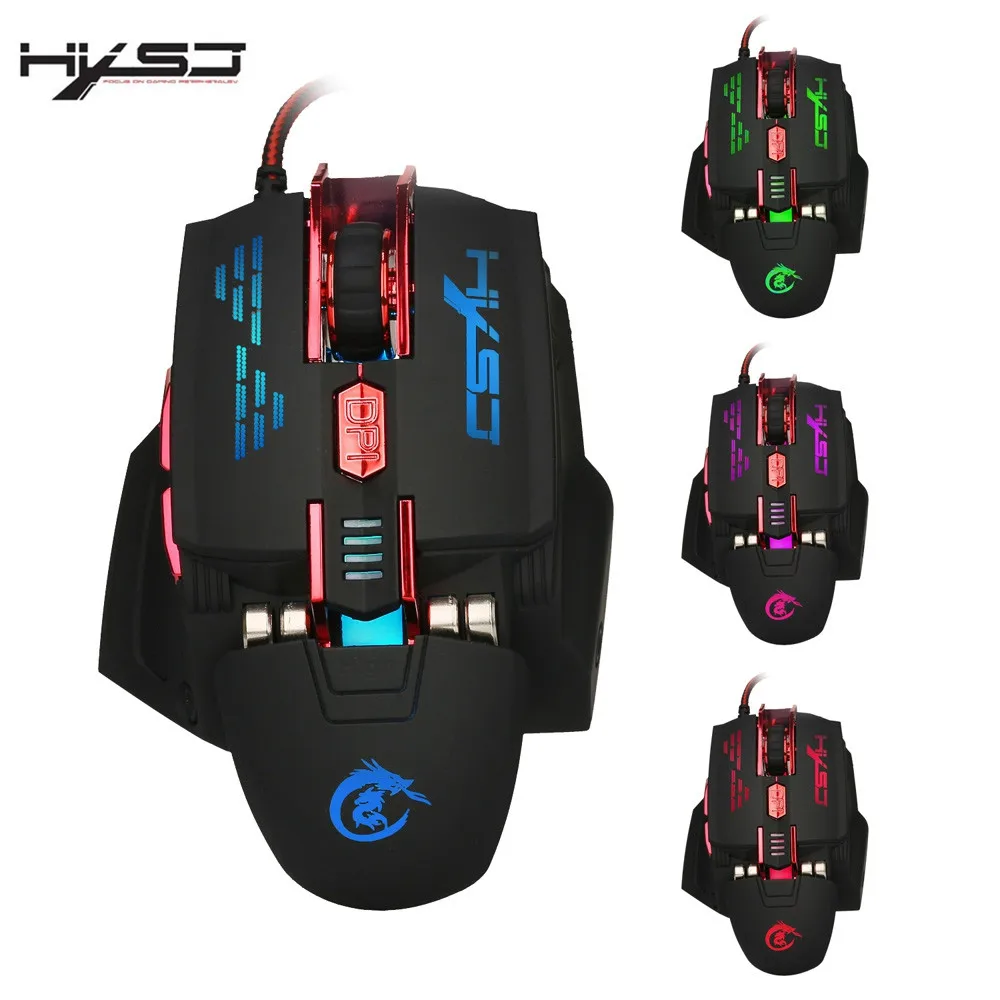 Macro Programáveis HXSJ X200 4000 DPI 7D USB Wired Retroiluminado Gamer ...