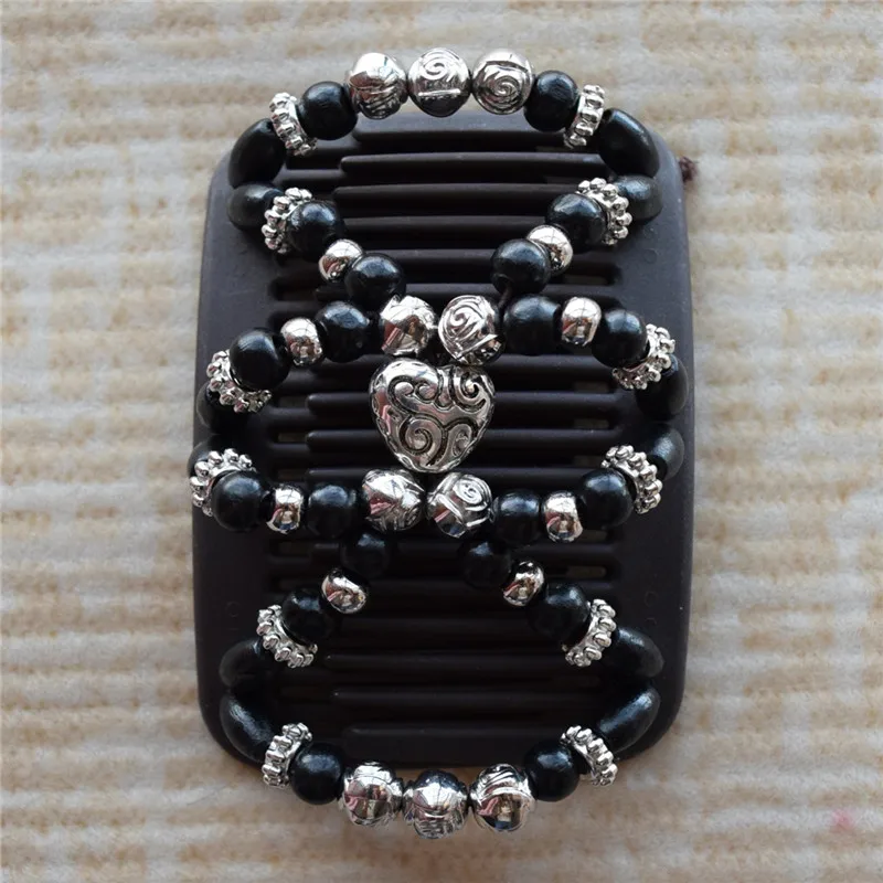 Heart Rosebud Black 50 Pcs / Lot Magic Strecthy Hair Combs Double Clips ...