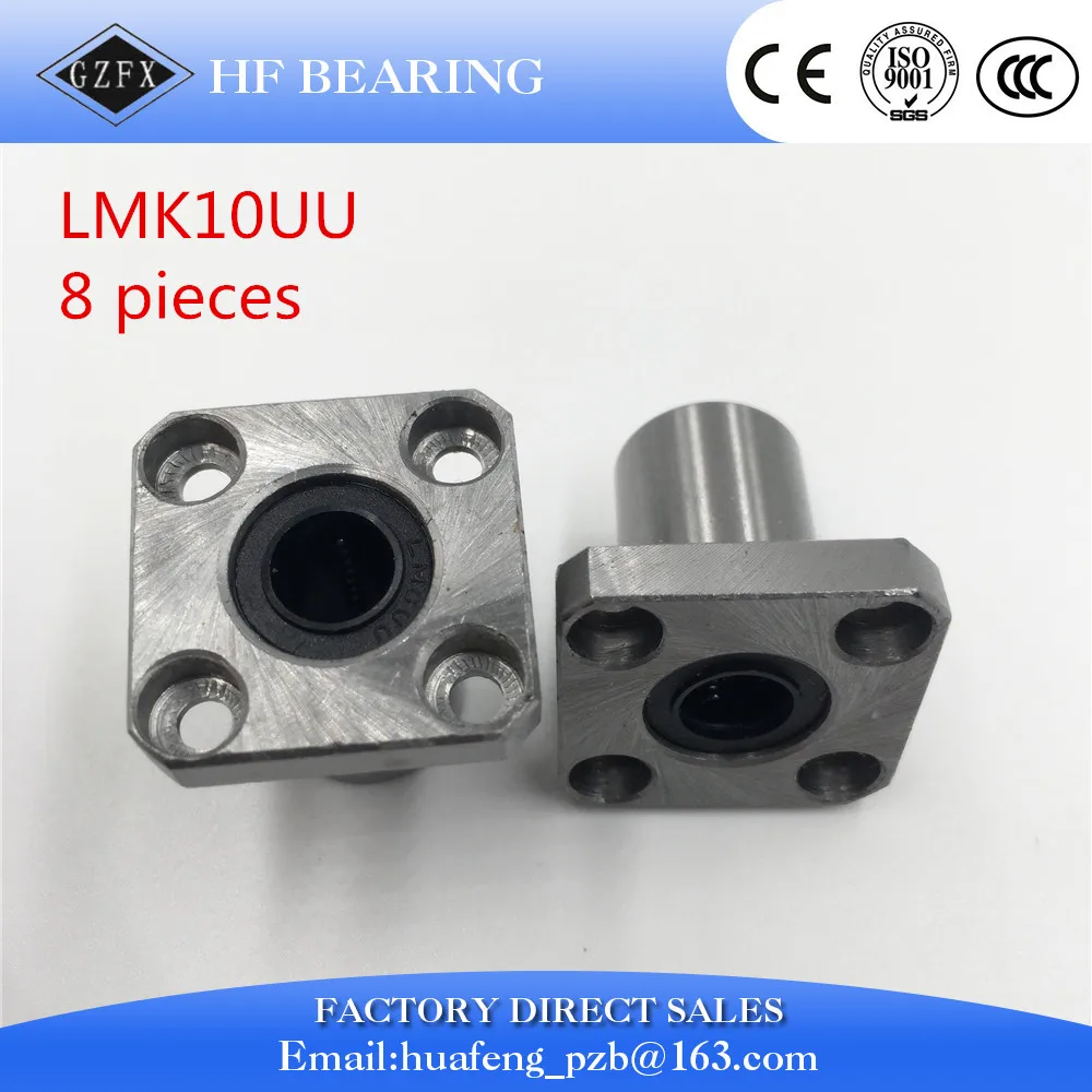 8 pcs LMK10 LMK10UU square flange linear ball bearing 10mm square ...
