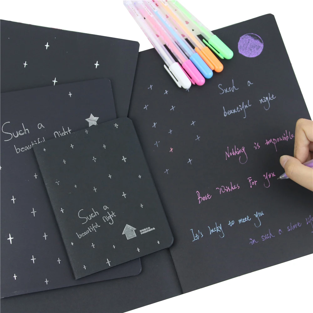 1-Pc-Notebook-Diary-Black-Paper-Notepad-16k-32k-56k-Sketch-Graffiti ...