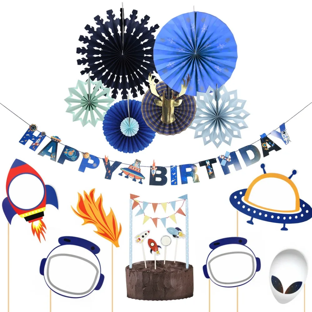 UFO Birthday Party Decoration Set Outer Space Birthday Banner Alien ...