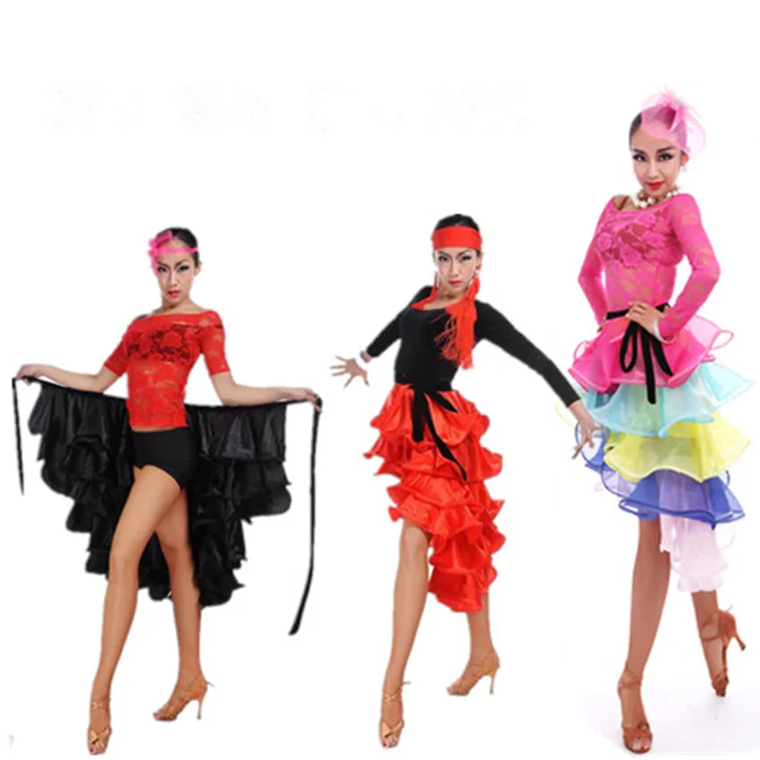 Nuevo 2017 Mujeres Traje De Baile De Escenario Falda De Baile Latino