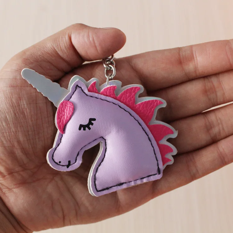 Unicorn-Keychain-Leather-Key-Chain-Metal-Ring-Cover-Holder-Handbag ...