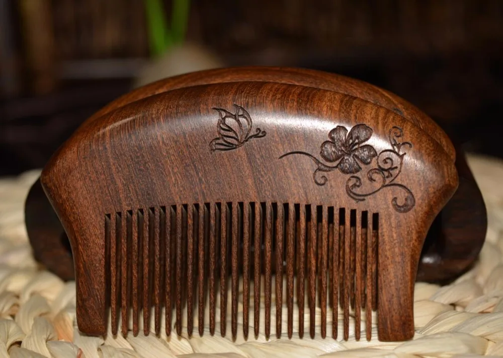 ZGTGLAD Pocket Wooden Comb Natural Gold Sandalwood Super Narrow Tooth ...