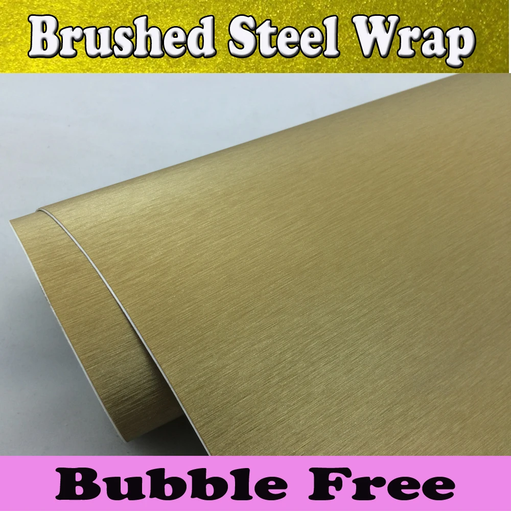 Gold Brushed Vinyl Car Wrap Film Metallic Gold Brushed steel wrapping ...