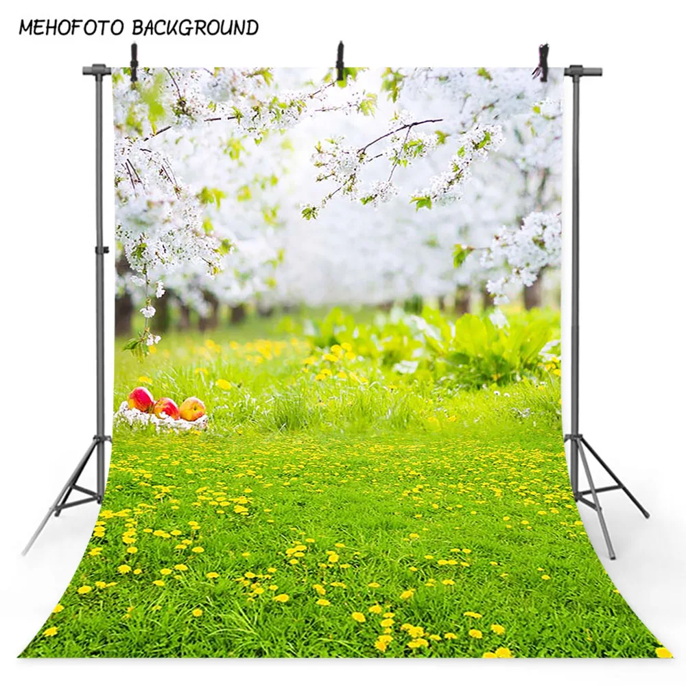 Spring Flower Scenery Photography Backdrop Green Grass Photo Booth ...