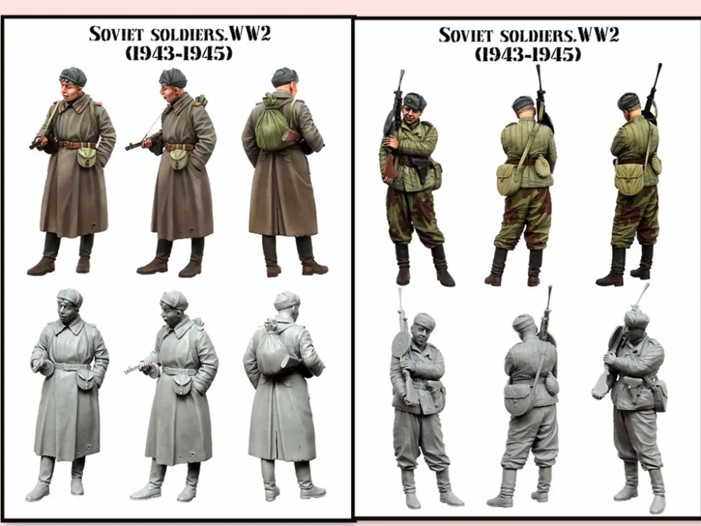 1/35 scale WW2 Soviet infantry 2 people WWII miniatures Resin Model Kit ...